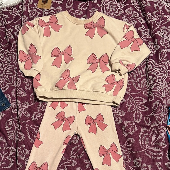 Zara | Matching Sets | Zara Kids Matching Set With Pink Bows | Poshmark